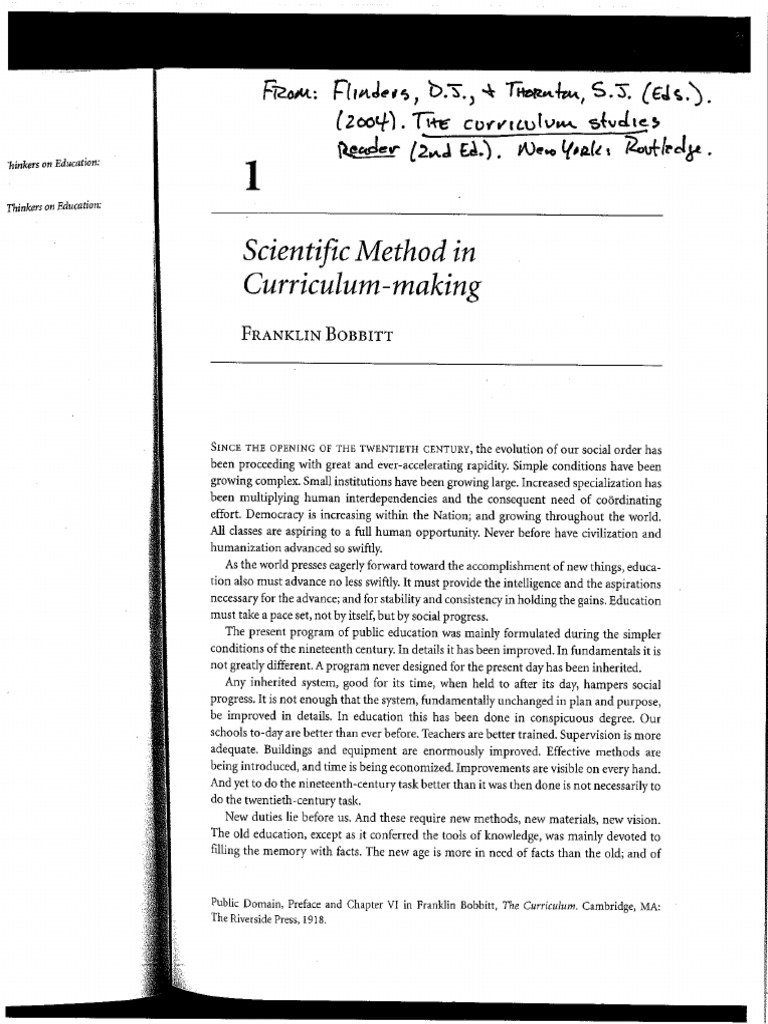Bobbit Curriculum | PDF