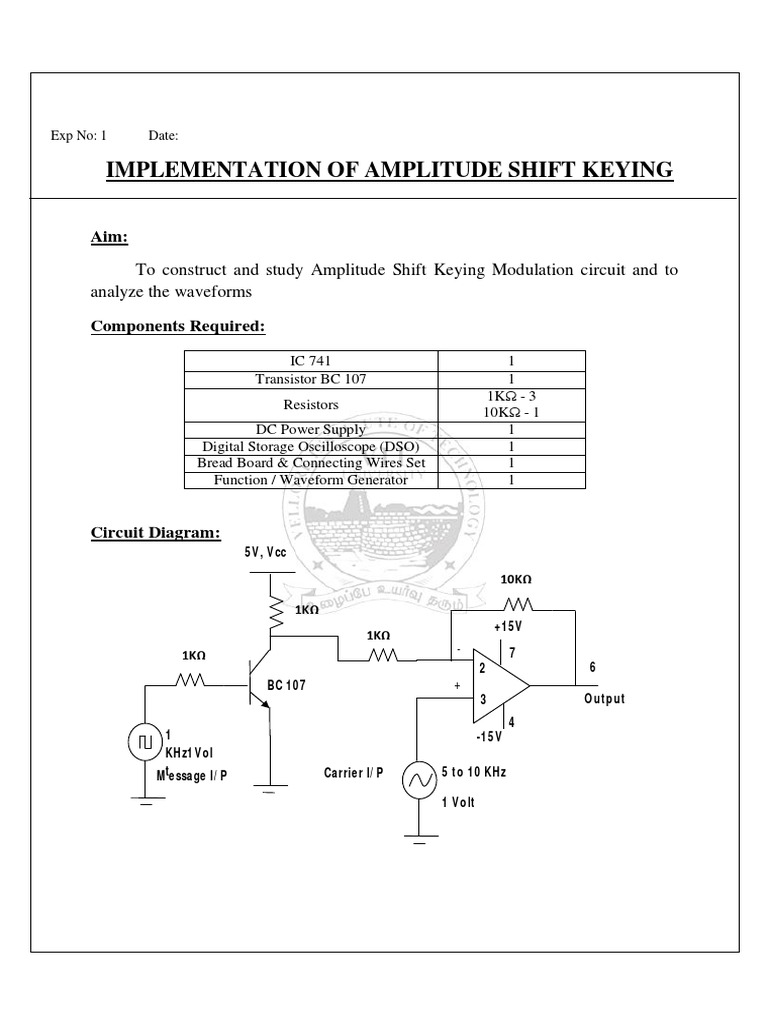 ASK Modulation PDF | Download Free PDF | Operational Amplifier | Modulation