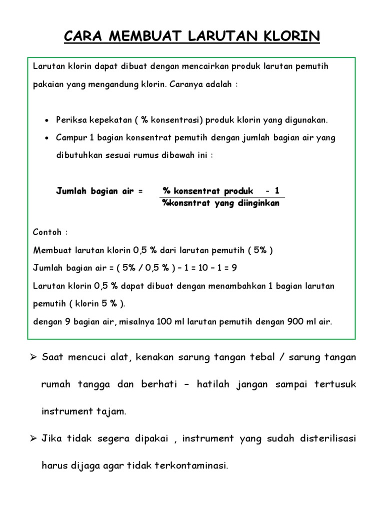 Cara Membuat Larutan Klorin | PDF