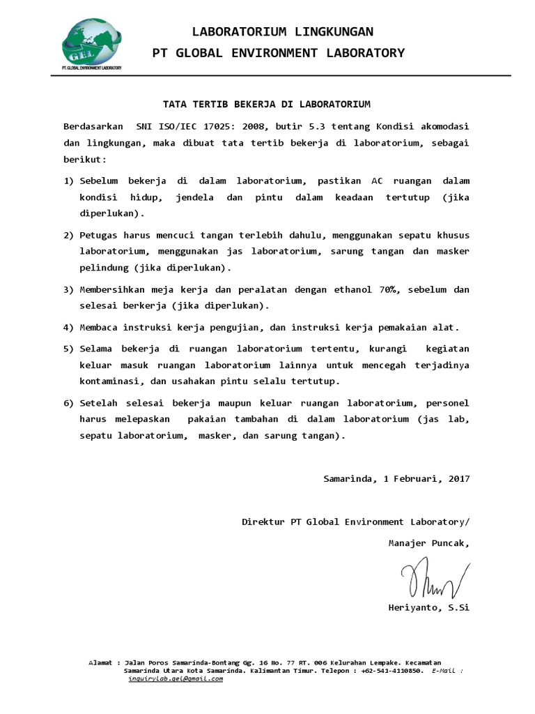 Laboratorium Lingkungan | PDF