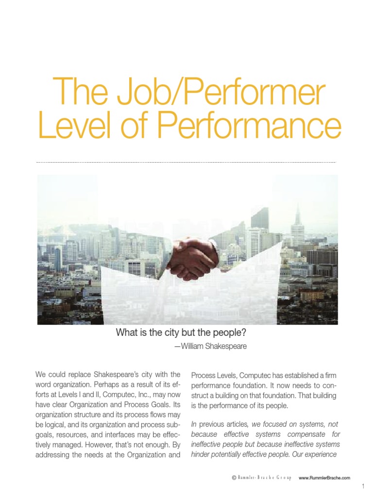 Job Performer Level of Performance PDF | PDF | Sales | Motivation