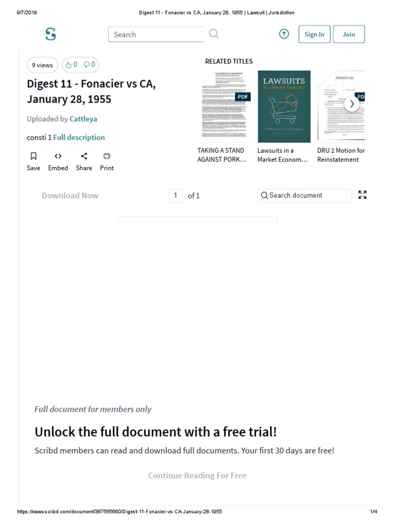 Digest 11 - Fonacier Vs CA, January 28, 1955 - Lawsuit - Jurisdiction ...