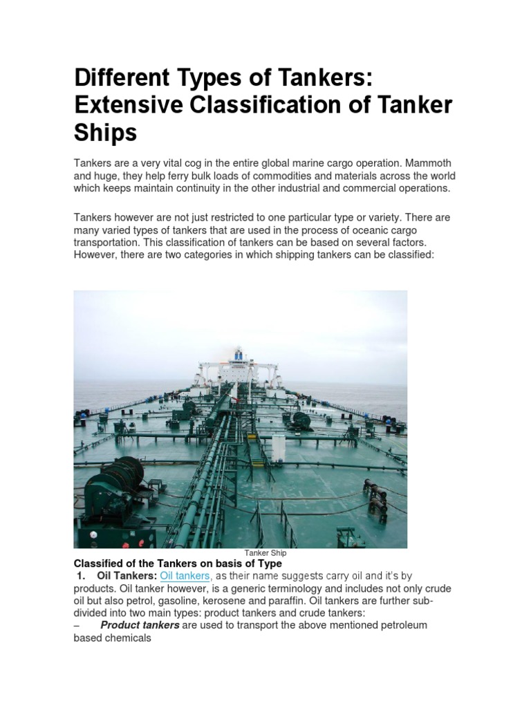 Different Types of Tankers | PDF | Oil Tanker | Panama Canal