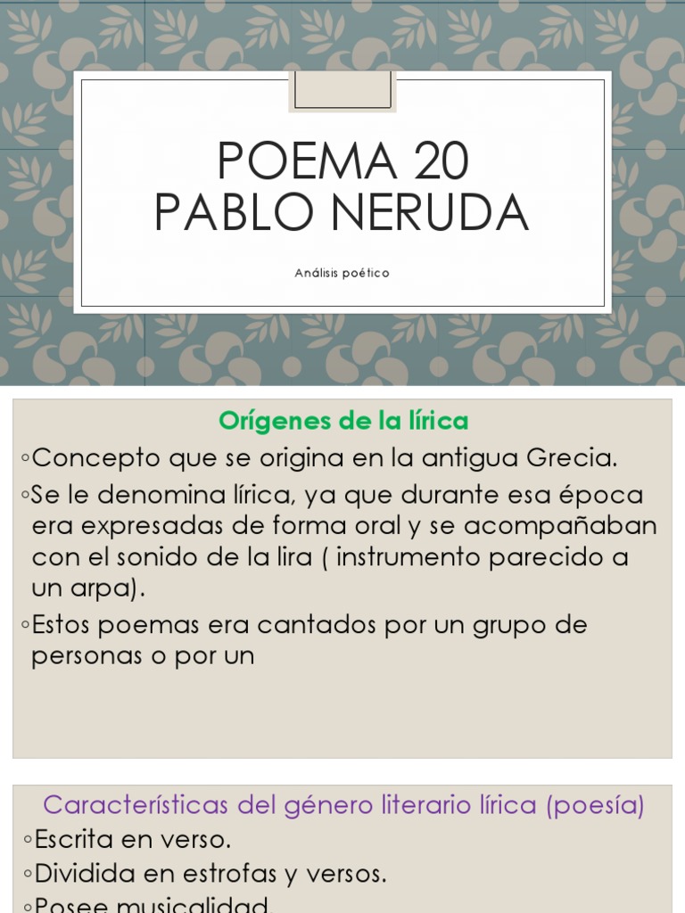Poema 20 Pablo Neruda: Análisis poético | Poesía | Amor