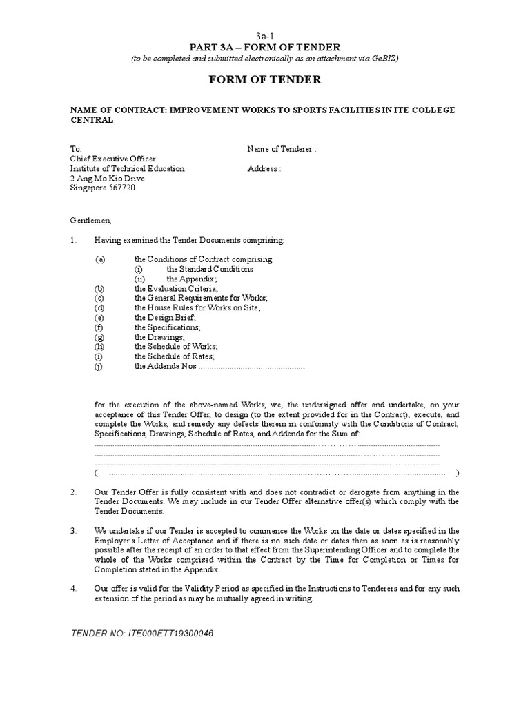 Part3a - Form of Tender | PDF | Common Law | Government Information
