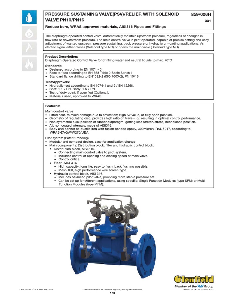 Pressure Sustaining Valve (PSV) /relief, With Solenoid VALVE PN10/PN16 ...