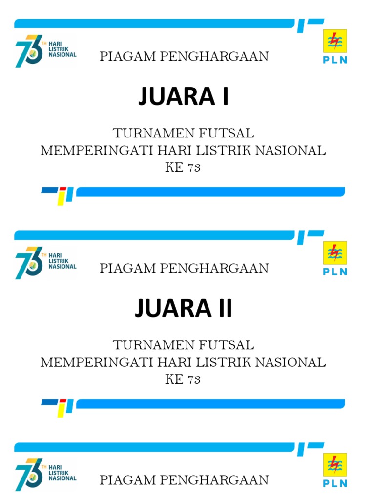 Piagam Penghargaan Turnamen Futsal | PDF | Olahraga & Rekreasi