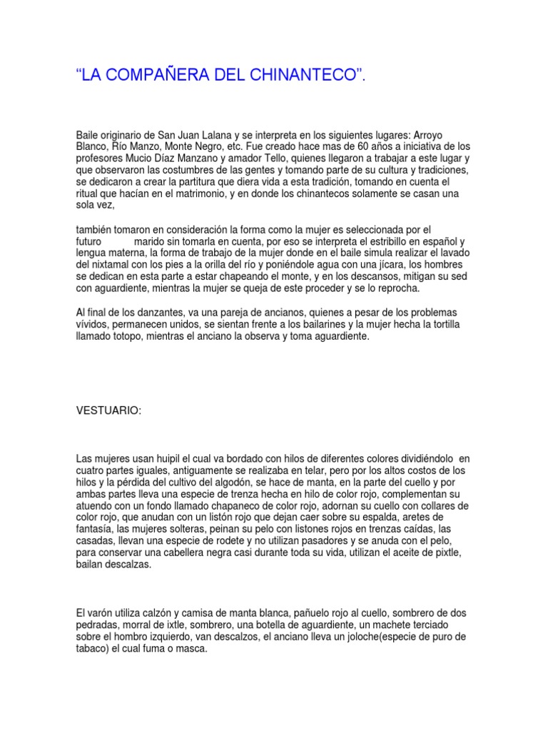 La Compañera Del Chinanteco | PDF | Ropa