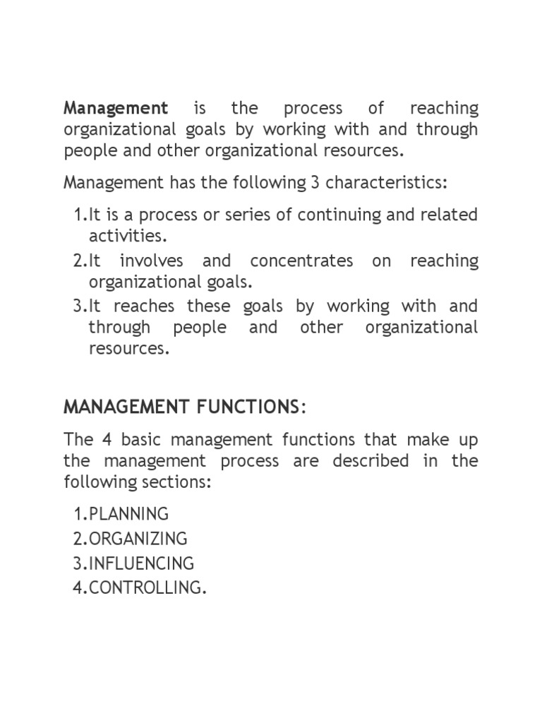 Management Process and Functions | PDF | Goal | Bureaucracy