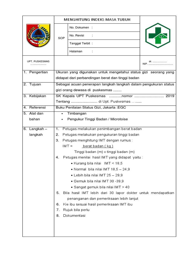 Sop Menghitung Imt | PDF