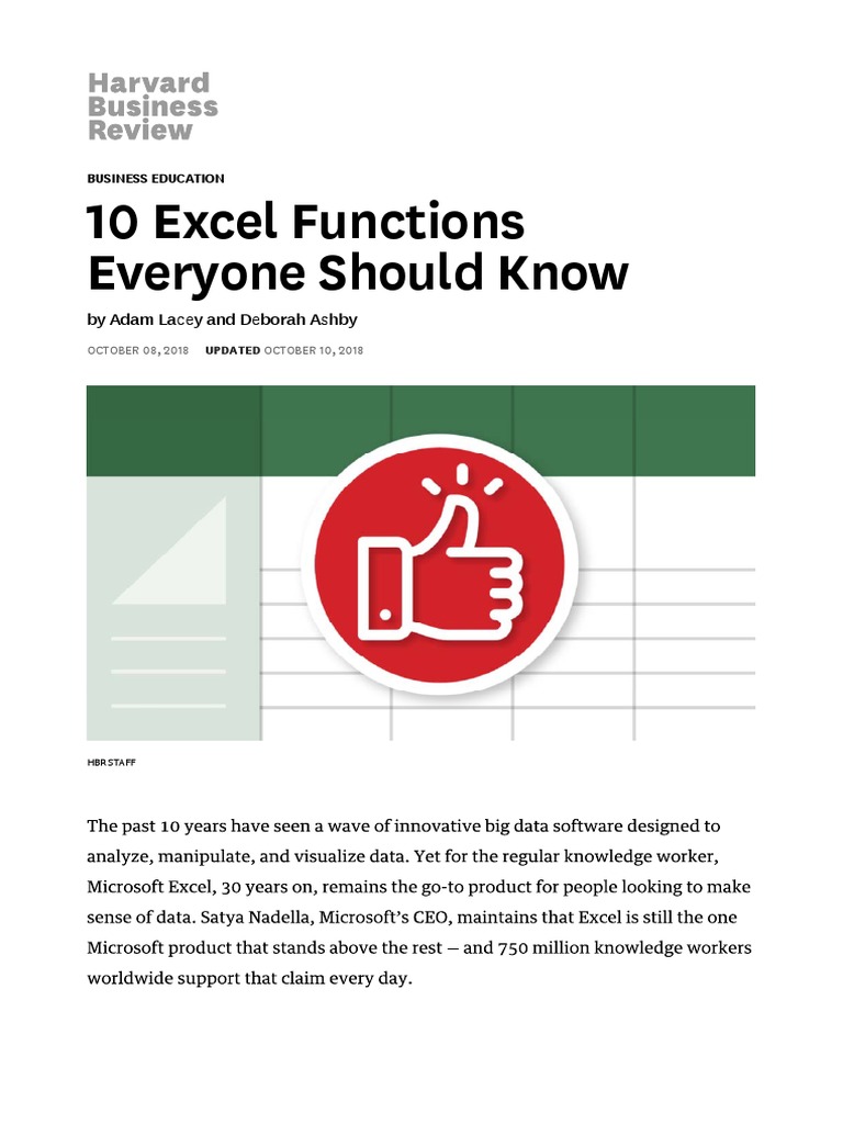10 Must-Know Excel Functions | PDF
