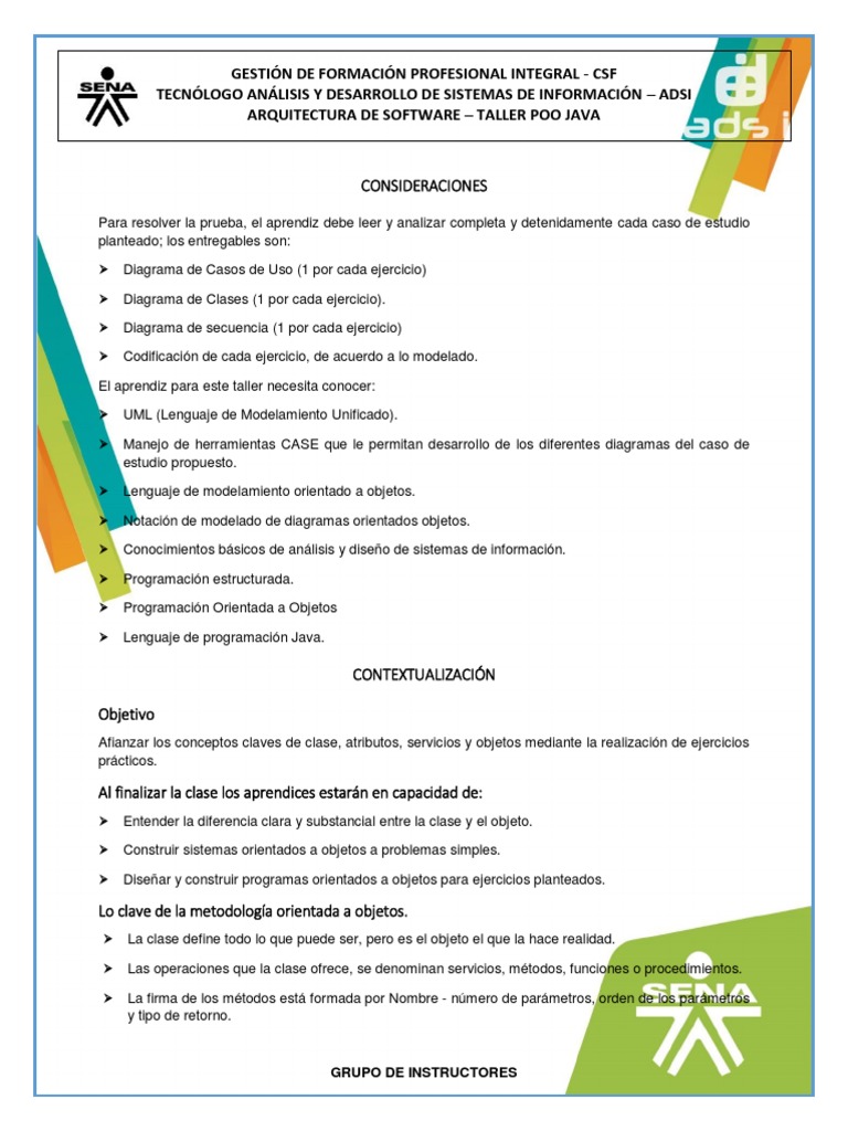 Taller POO en Java | PDF | Programación orientada a objetos | Objeto (informática)