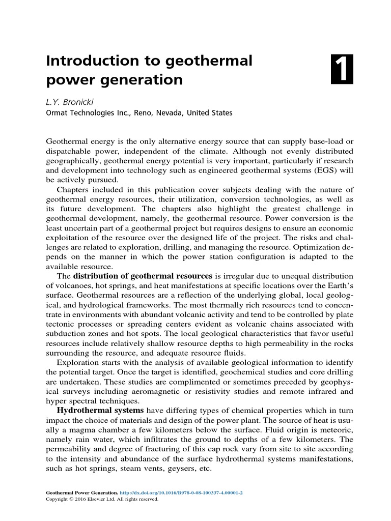 Introduction To Geothermal Power Generati 2016 Geothermal Power ...