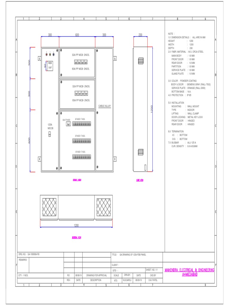 Ga Drawing of 125a PDB Panel 06-10-18-Model | PDF | Door | Building ...