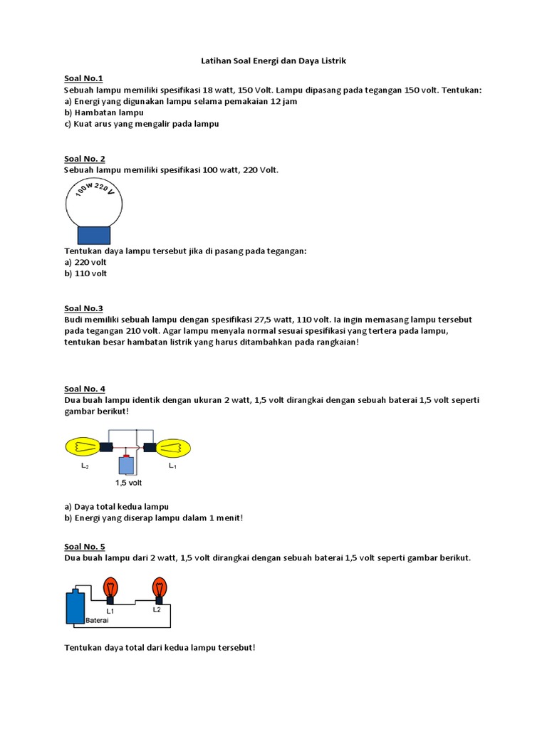 Latihan Soal Energi Dan Daya Listrik | PDF
