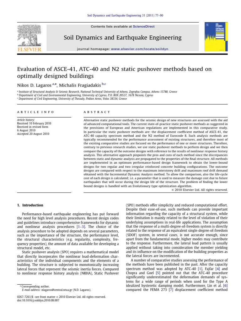 Evaluation of ASCE-41 & ATC-40 and Static Pushover | PDF | Engineering | Mechanics