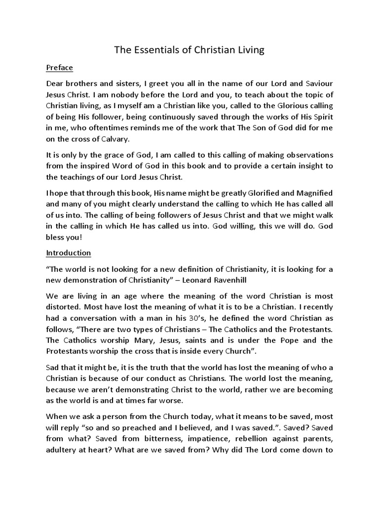 Essentials of A Christian Living | PDF | Repentance | Confession (Religion)