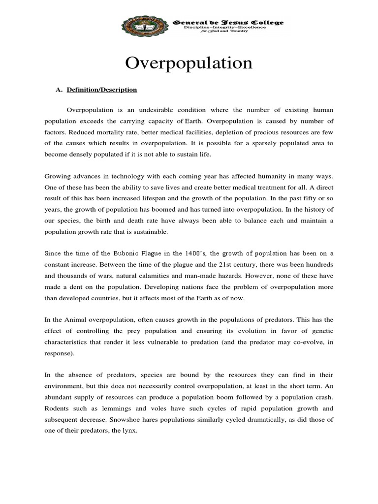 Overpopulation: Causes, Effects and Solutions | PDF | Human Overpopulation | Environmental ...