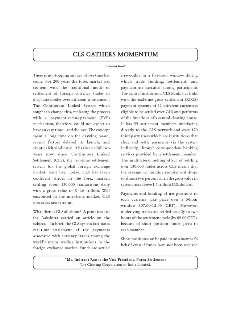 CLS: Revolutionizing Forex Settlement | PDF | Foreign Exchange Market ...