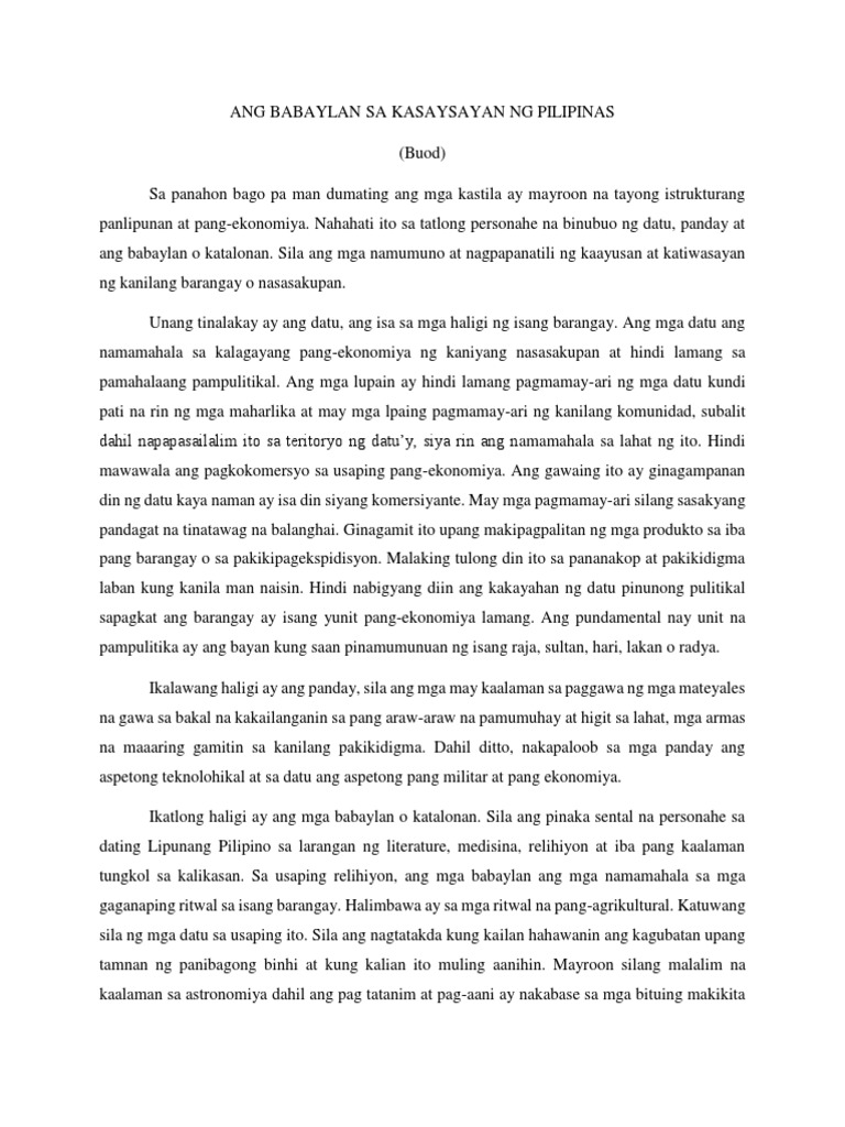 Ang Babaylan Sa Kasaysayan NG Pilipinas | PDF