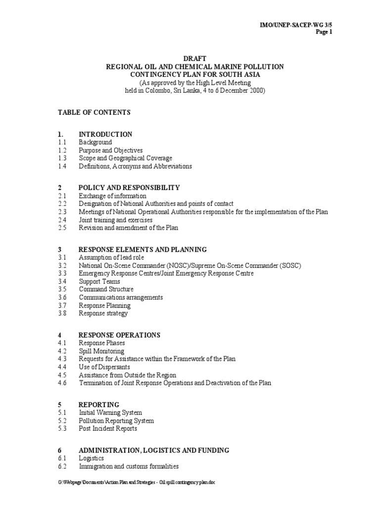 Action Plan and Strategies - Oil Spill Contingency Plan | PDF | Oil ...