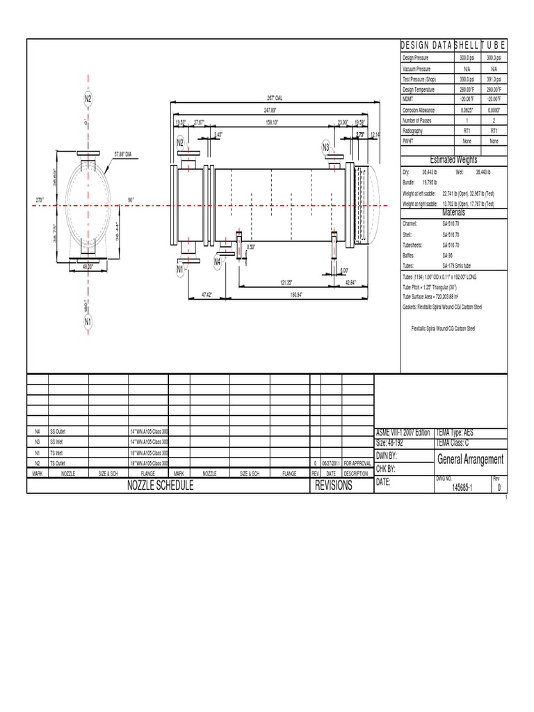 General Arrangement Revisions Nozzle Schedule: Design Datashelltube ...