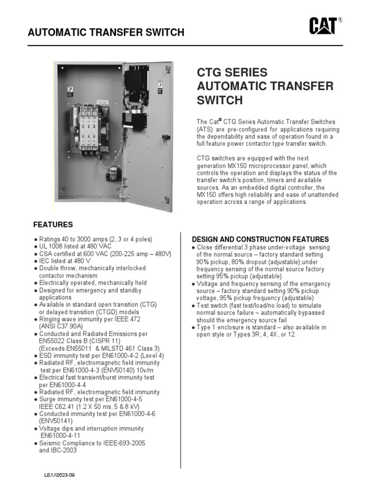 CTG Series Automatic Transfer Switch | PDF | Switch | Manufactured Goods