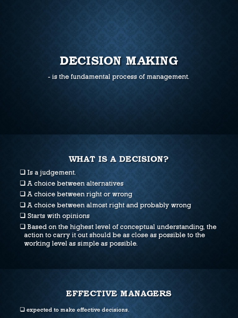 Decision Making: - Is The Fundamental Process of Management | PDF ...
