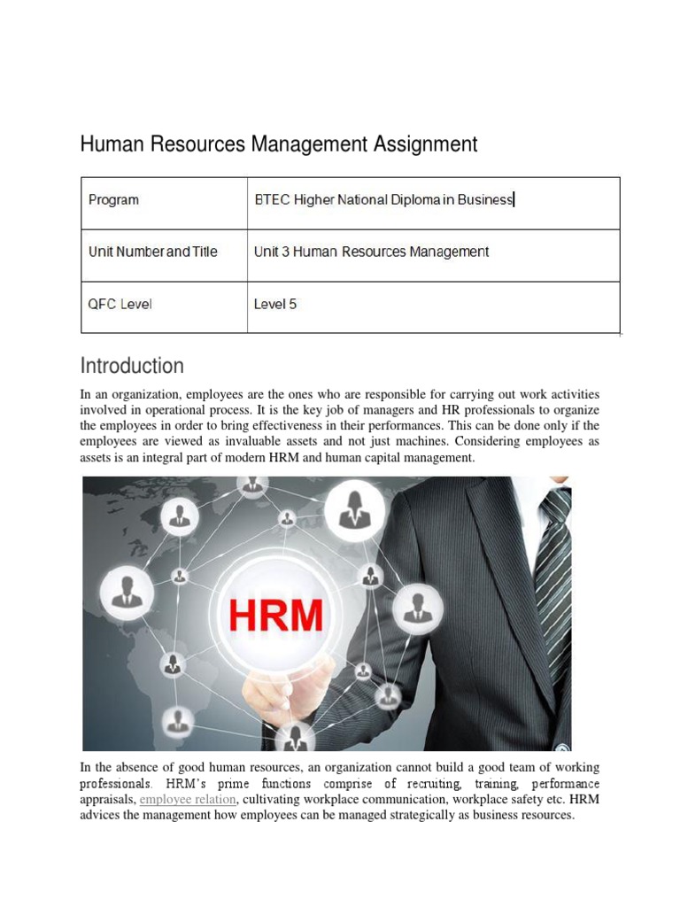 Human Resources Management Assignment | PDF | Human Resource Management ...