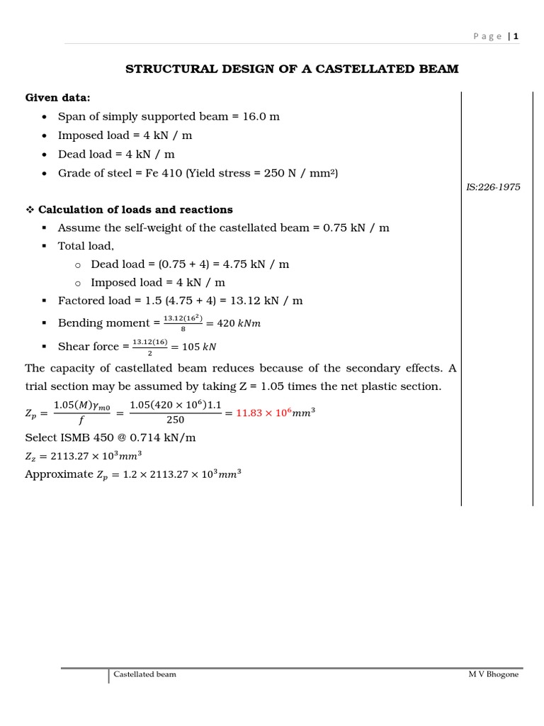 Structural Design of Castellated Beam | PDF | Bending | Beam (Structure)