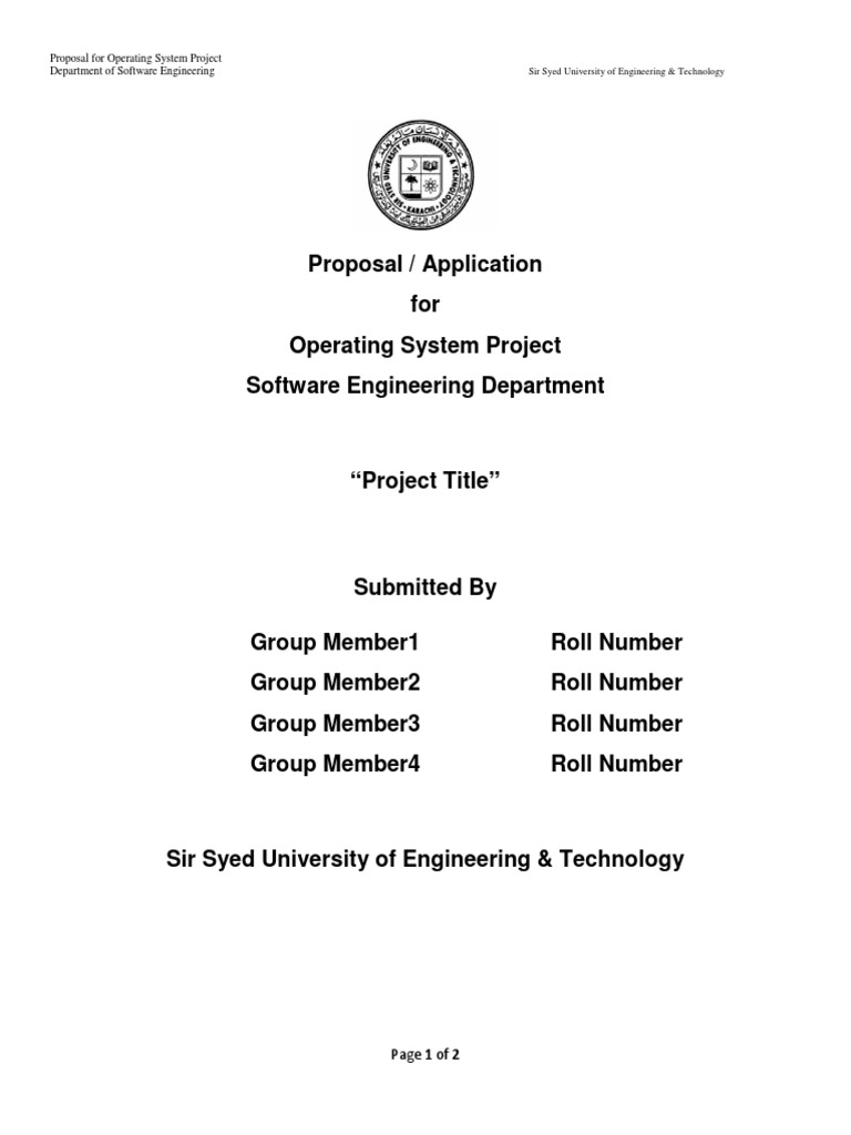 Proposal For Operating System Project Department of Software ...