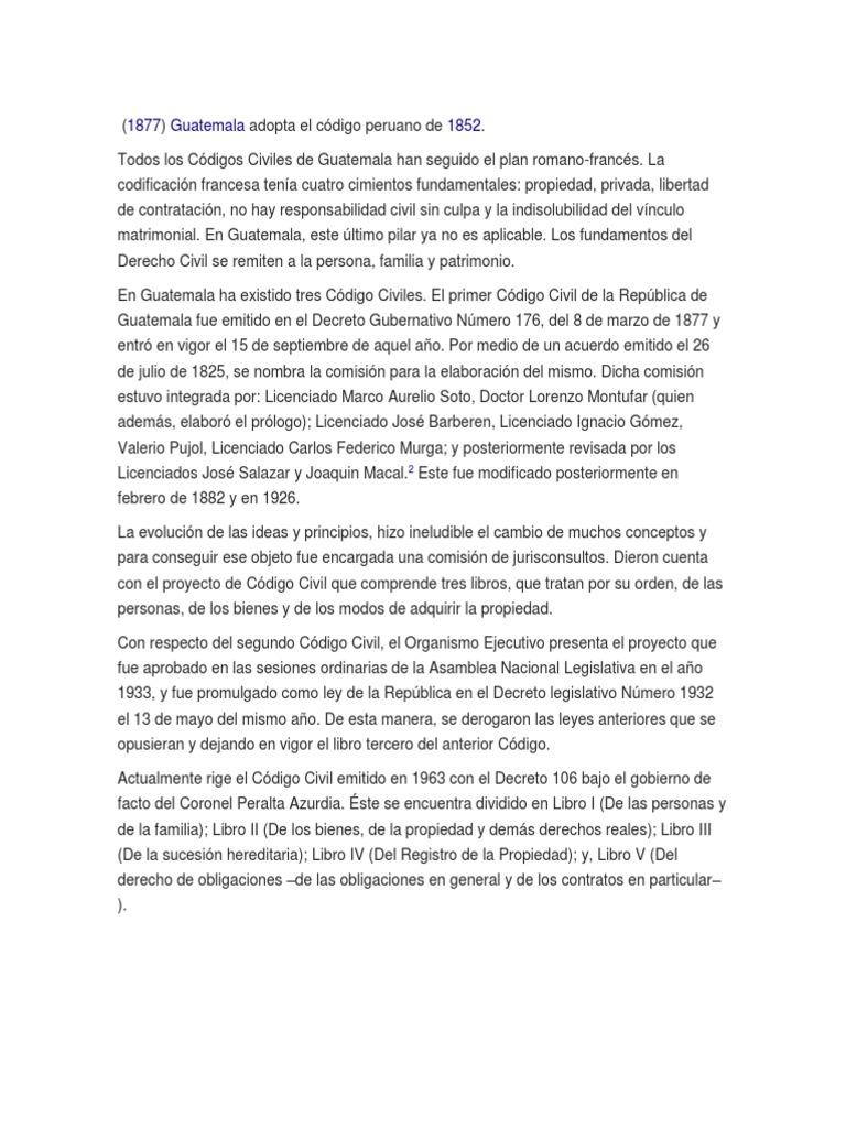 Codigo Civil Resumen Historia Estructura | PDF | Guatemala | Propiedad