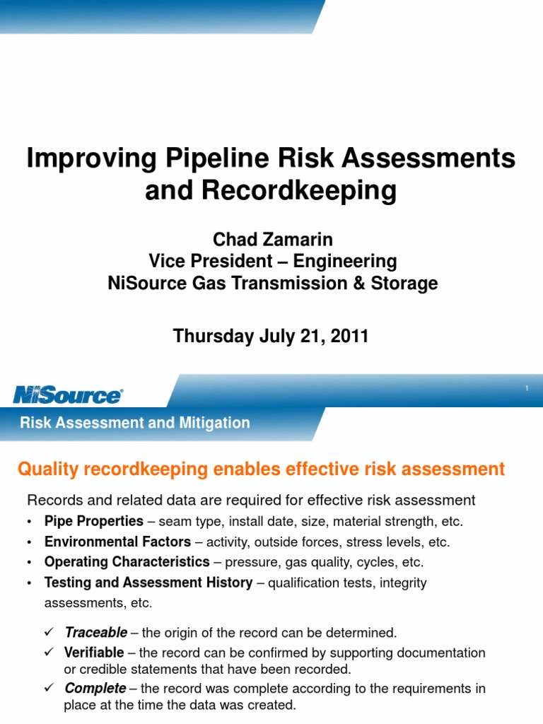 Improving Pipeline Risk Assessments and Recordkeeping | PDF | Risk ...