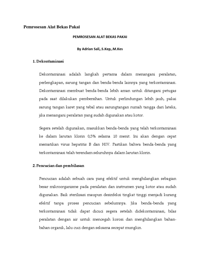 Pemrosesan Alat Bekas Pakai | PDF