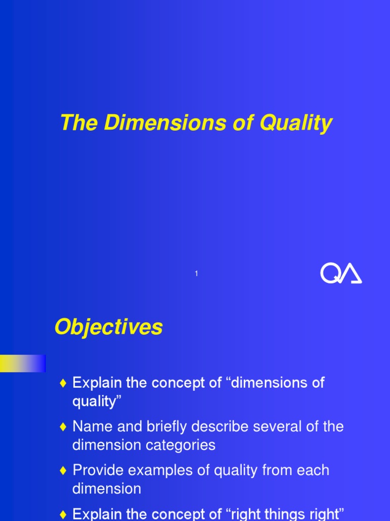 The Dimensions of Quality | PDF