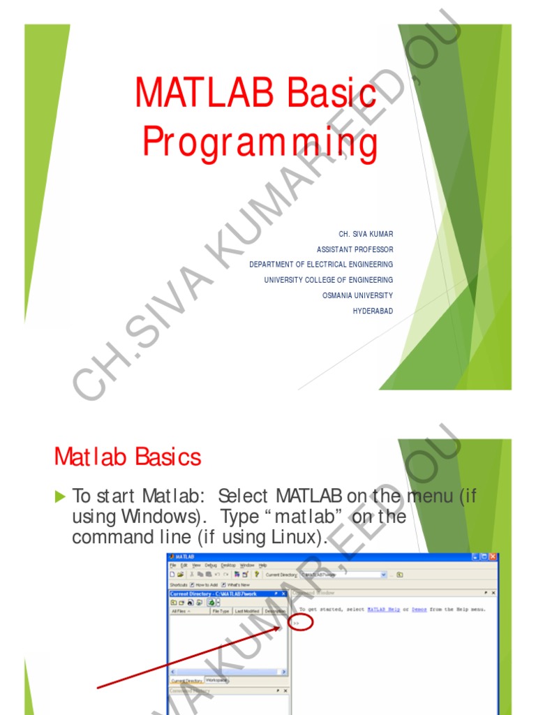 Matlab Basic Programming | PDF | Matrix (Mathematics) | System Of Linear Equations