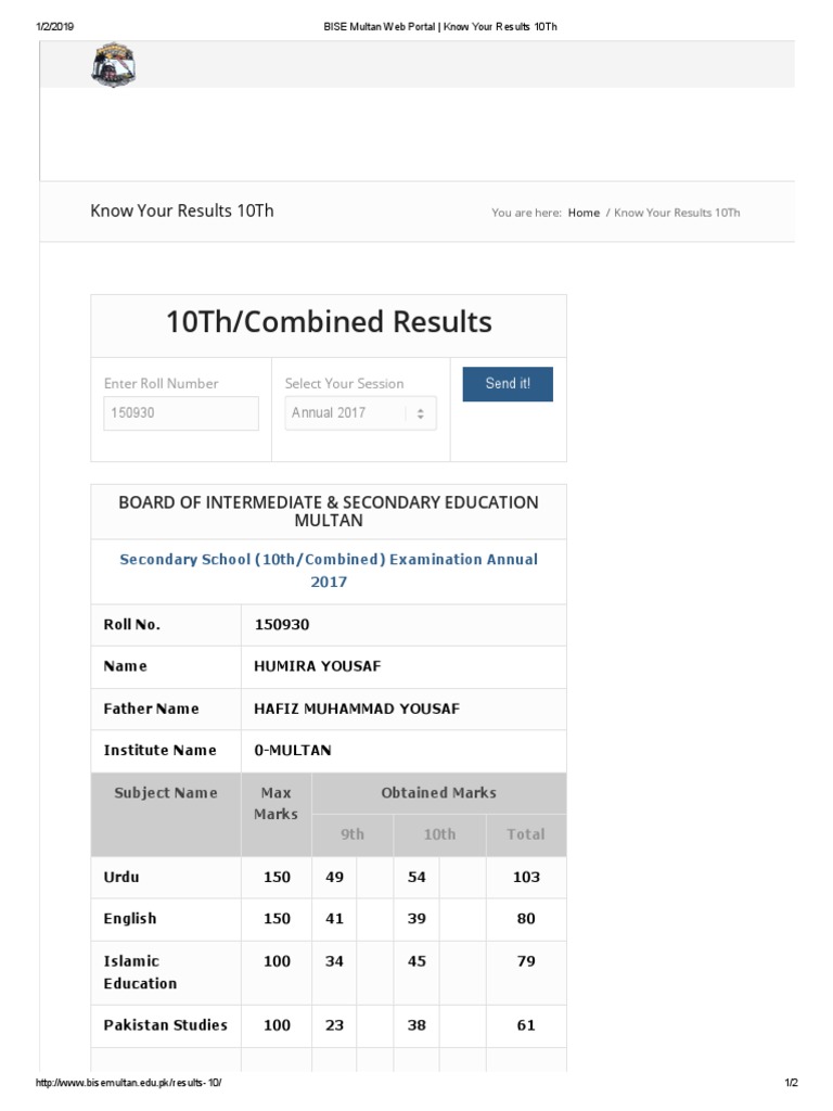 10Th/Combined Results | PDF