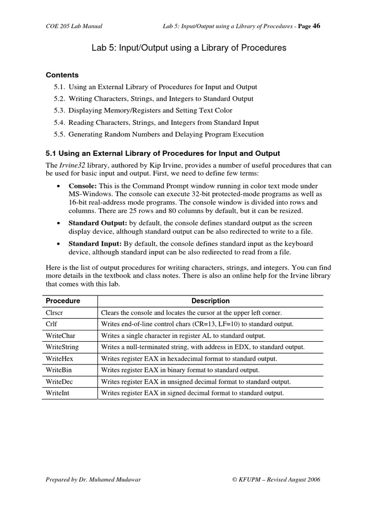 Lab 5 Inputoutput Using A Library Of Procedures Pdf Command Line Interface String