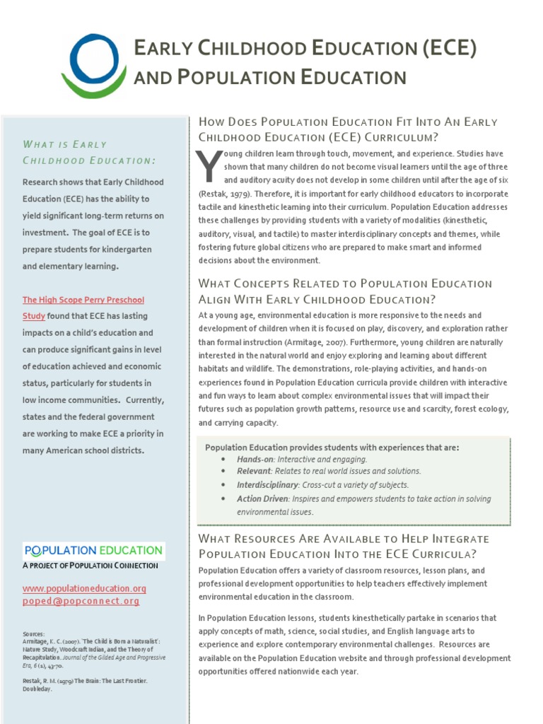 E C E (ECE) P E: Arly Hildhood Ducation AND Opulation Ducation | PDF ...