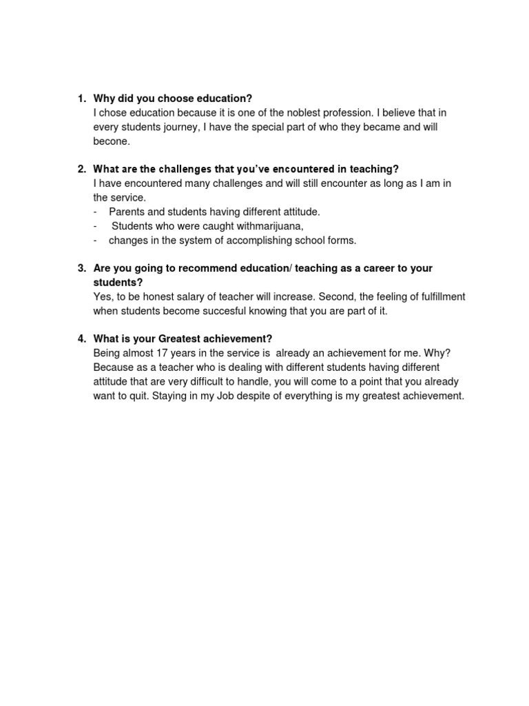 Why Did You Choose Education? | PDF