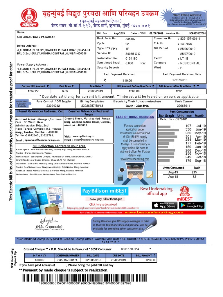 Light Bill PDF | PDF | Cheque | Invoice