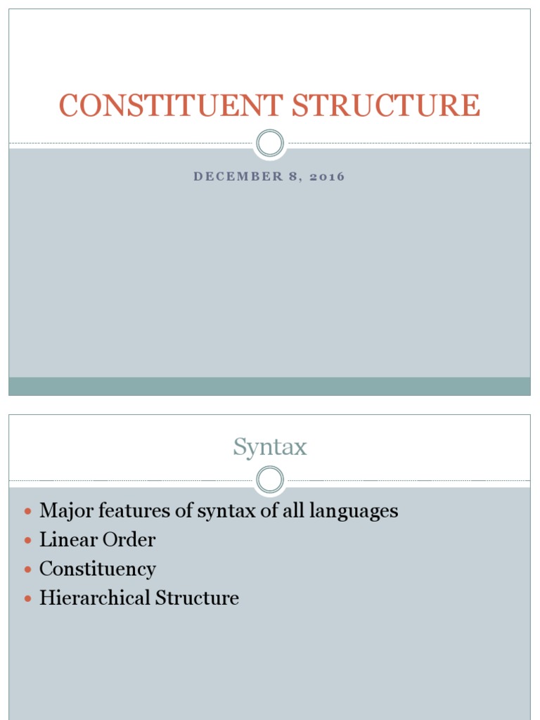 Constituent Structure: DECEMBER 8, 2016 | PDF | Ambiguity | Syntax