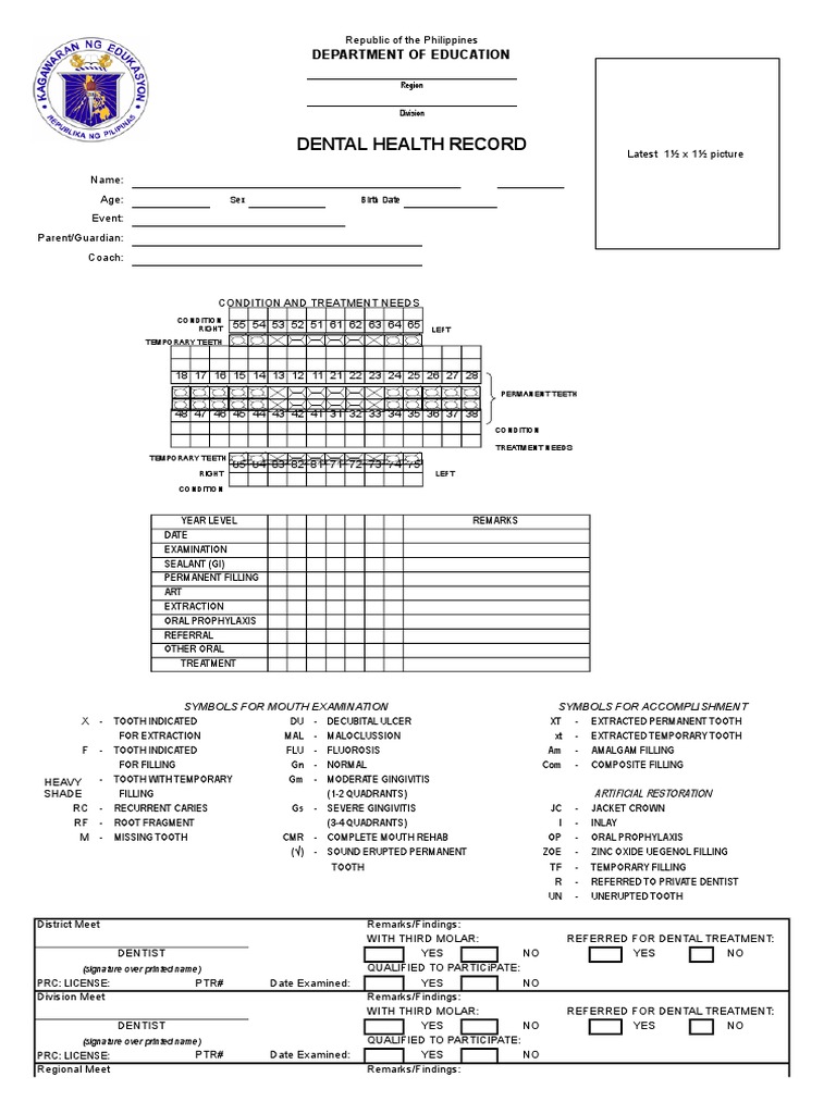 Dental Health Record | PDF | Dentistry | Human Tooth