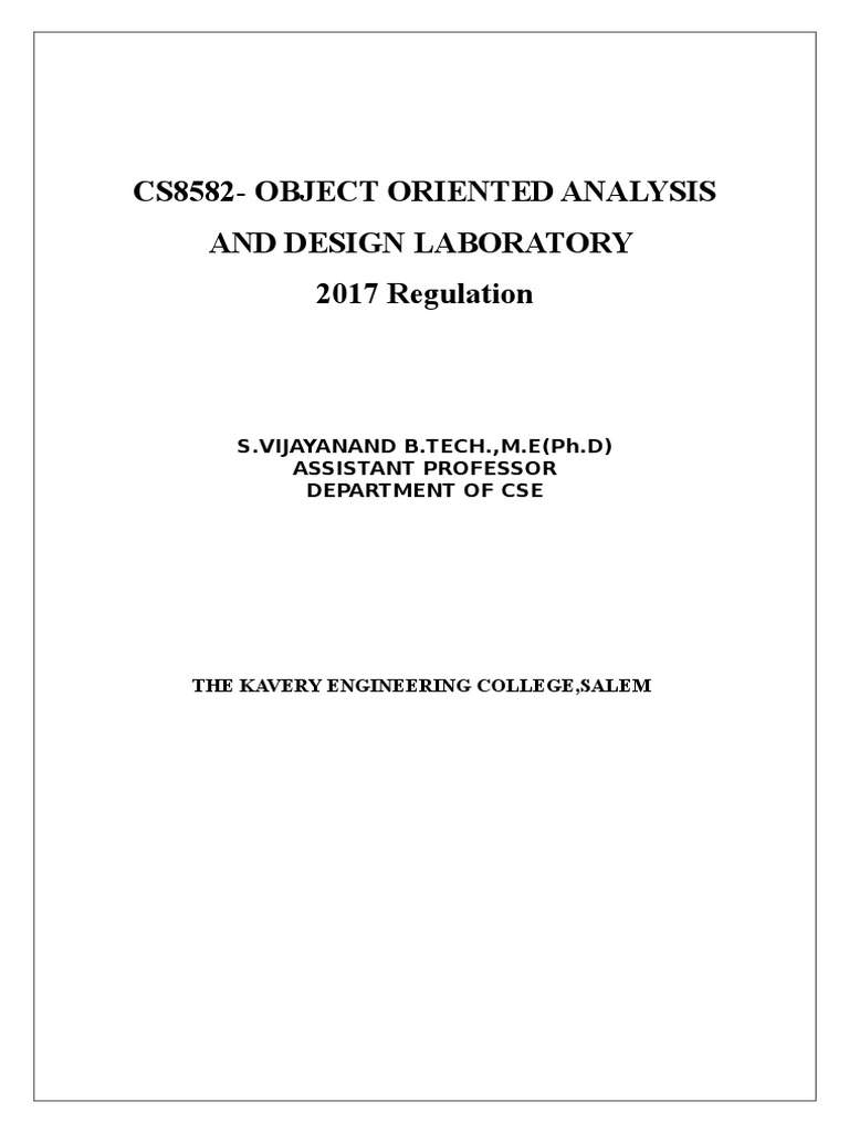 Ooad Labmanual 2017 | PDF | Use Case | Databases