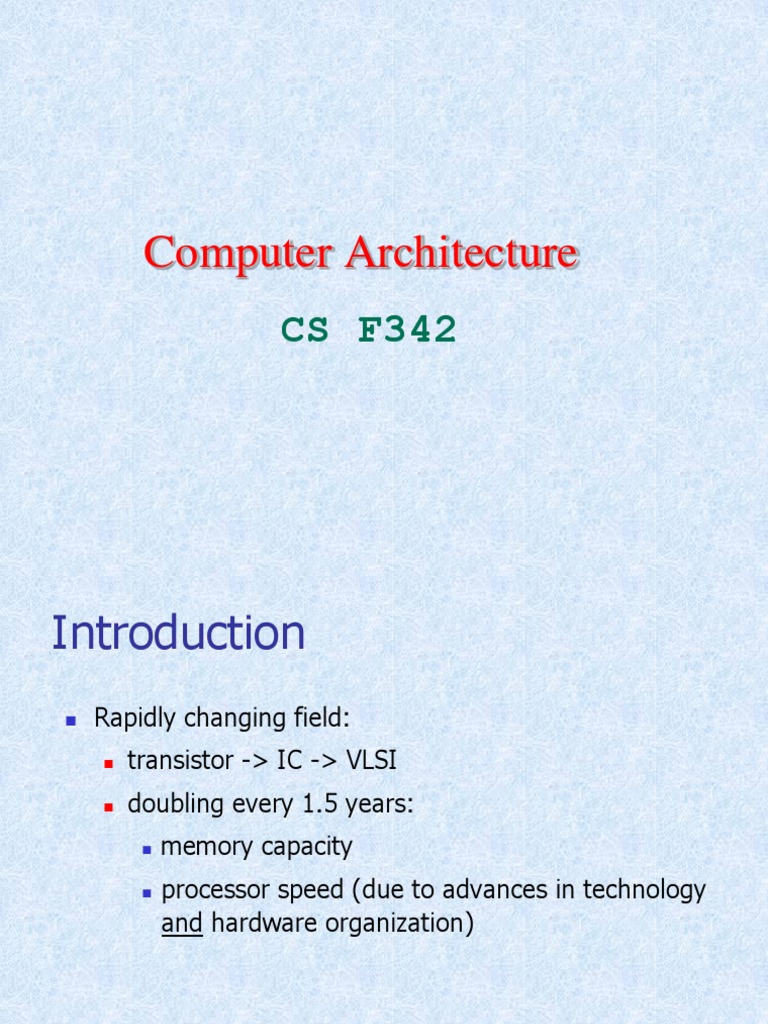 Lect 1 | PDF | Central Processing Unit | Computer Architecture