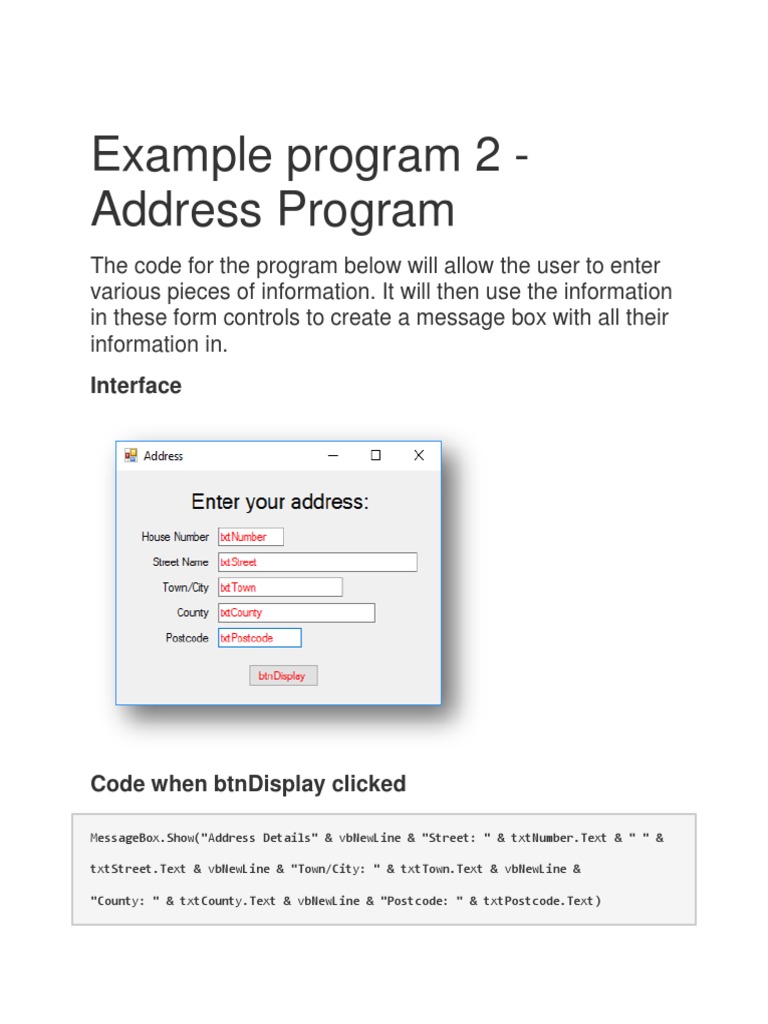 Example Program 2 - Address Program: Interface | PDF | Computer ...