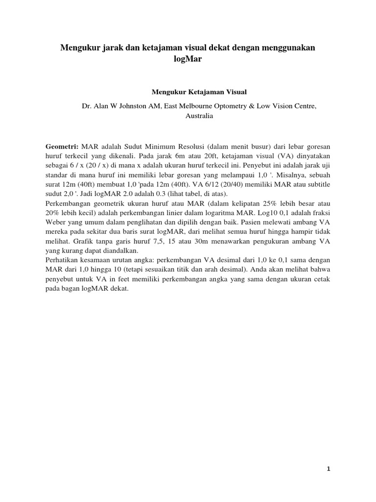 1 Mengukur Jarak Dan Ketajaman Visual Dekat Dengan Menggunakan LogMar ...