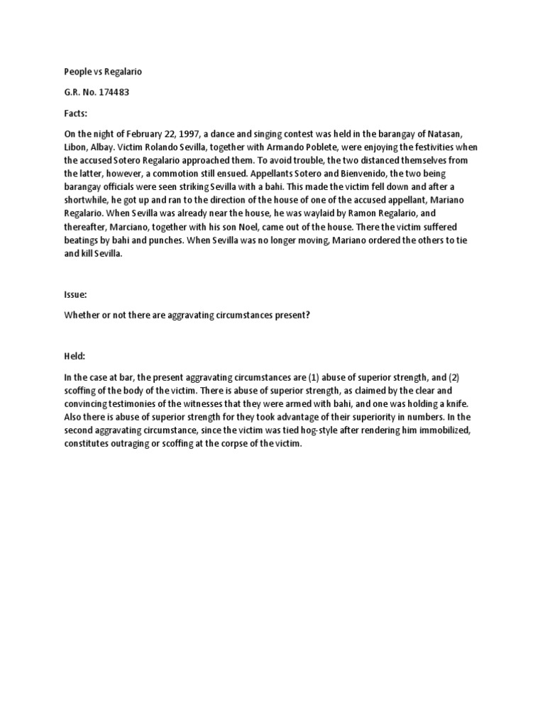 People Vs Regalario | PDF | Mystery, Thriller & Crime Fiction