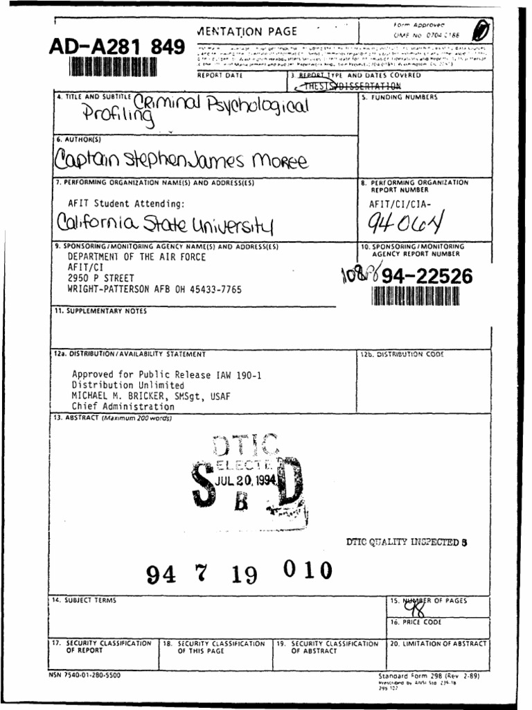 Criminal Profiling | PDF | Offender Profiling | Crime & Violence